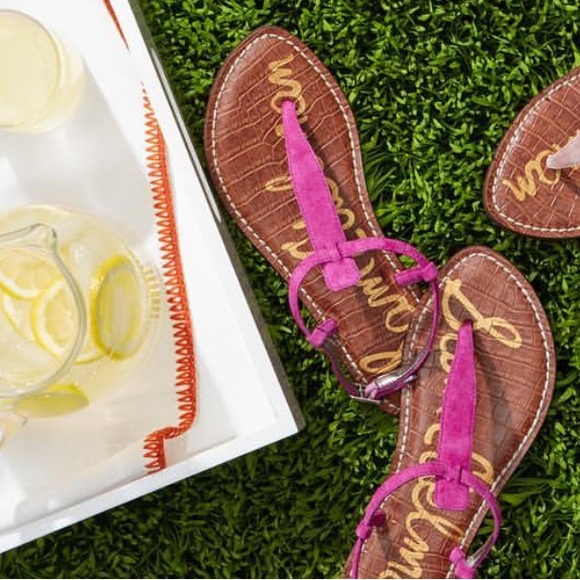Sam Edelman | Shoes | Pink Genuine Suede T Strap Iconic Classic Sandal ...